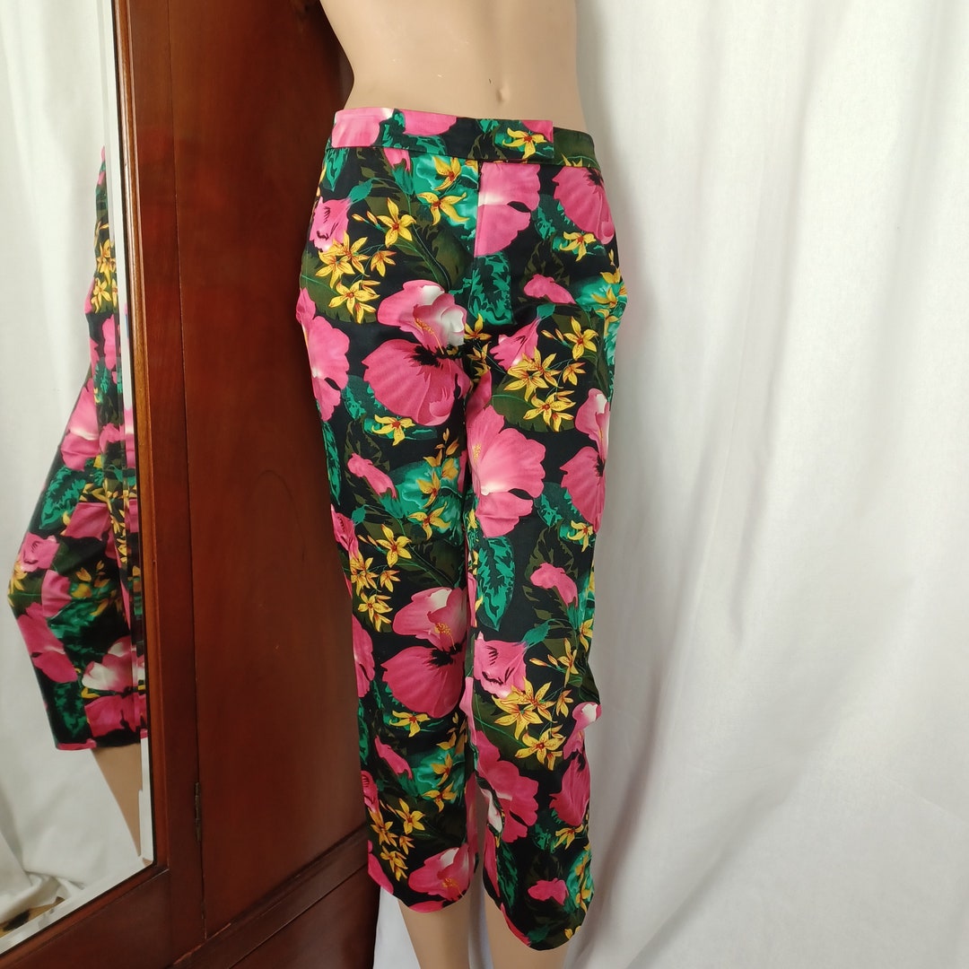 Y2K Vintage Cache Tropical Stretch Capris With Leg Zips, XS/0, Moody ...