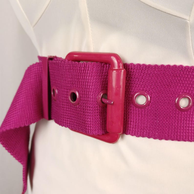 Vintage 80s Magenta 2.5" Wide Waist Belt, 29 – 34”, M/L, Fabric ...