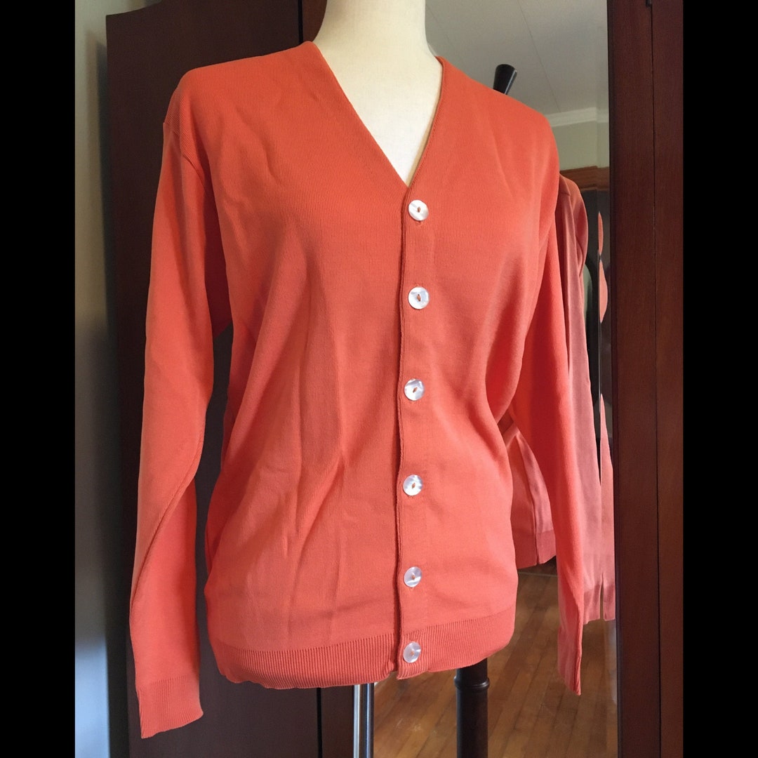 NEW Vintage 60s Soft Orange Golf Cardigan, Size M, Deadstock, NOS, 60s ...