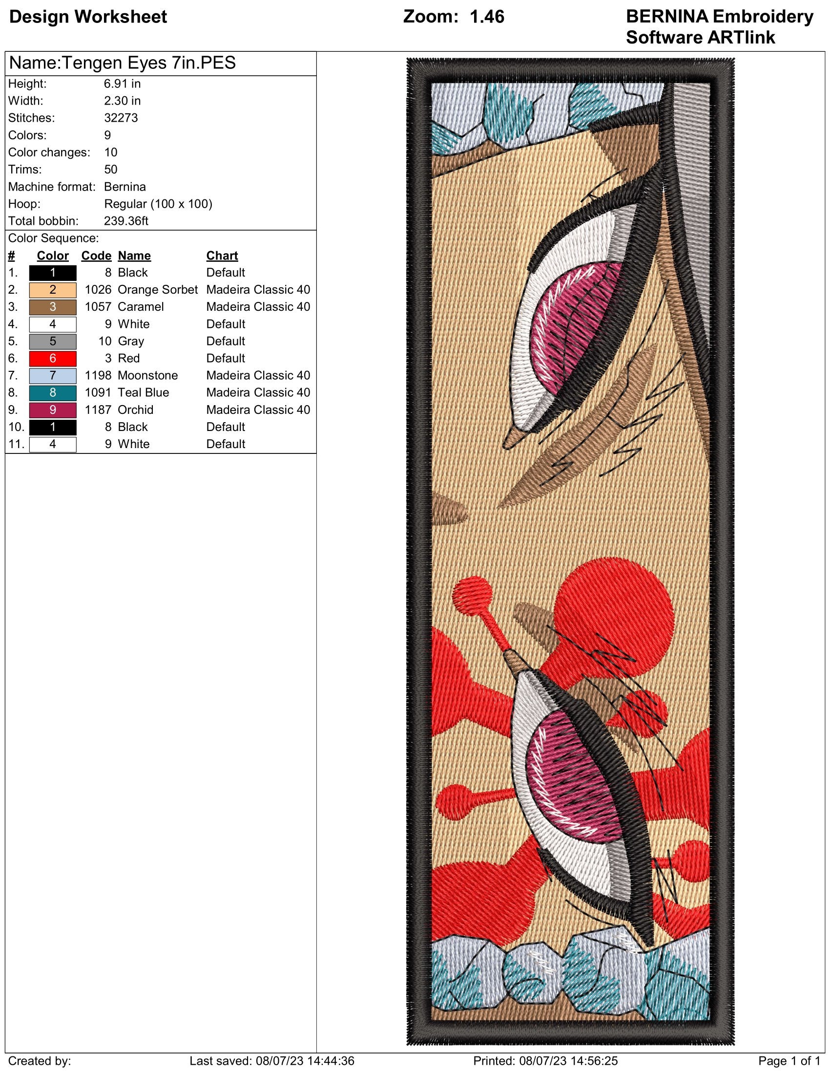 Anime Tengen Eyes Embroidery File - Etsy