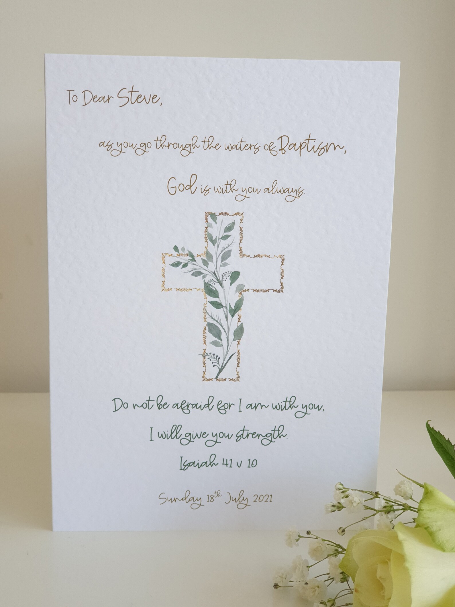 Personalised Adult Baptism Card With Bible Verse 'do Not Be Afraid for ...
