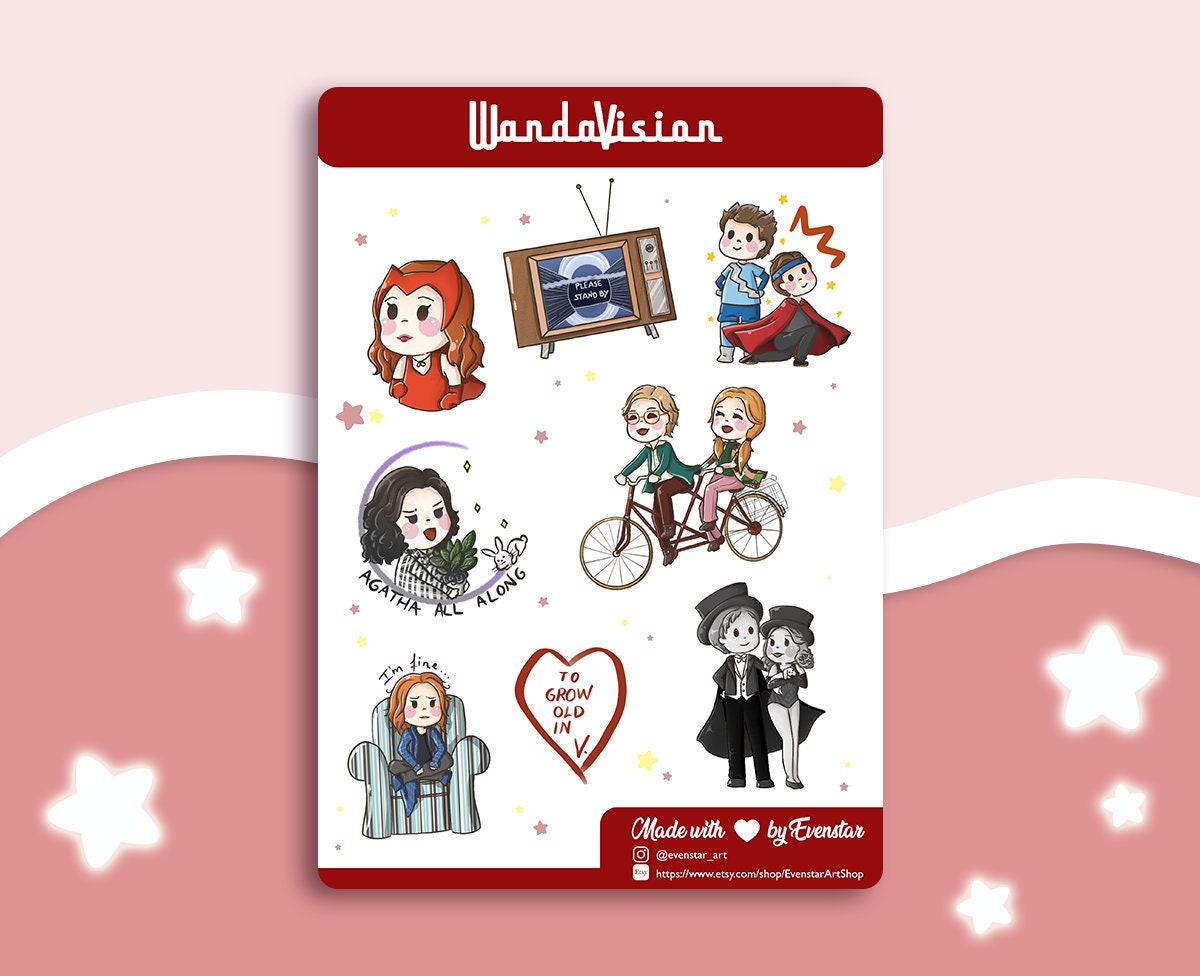 Wandavision Stickers Sheet Planner & Bullet Journal Laptop Sticker ...