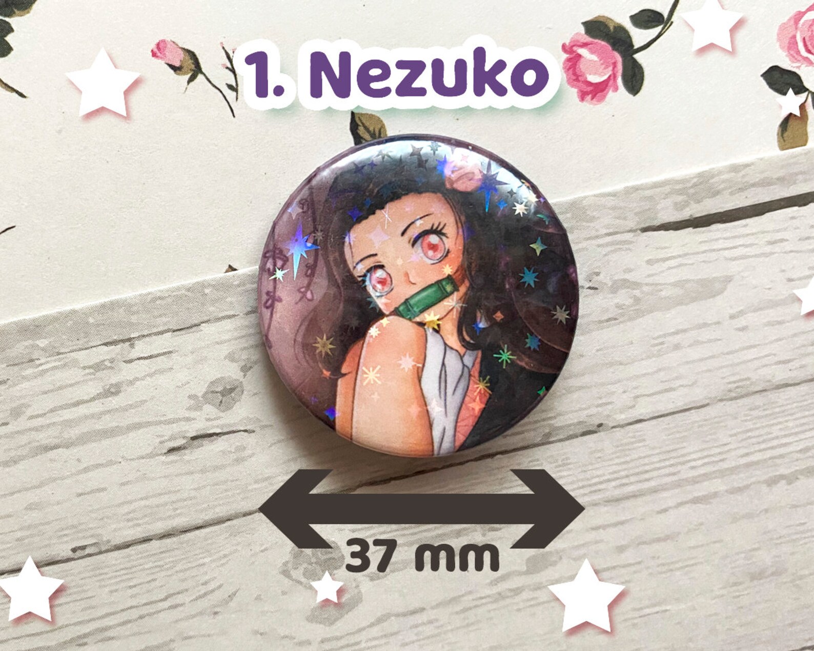 Demon Girls Pin Button Kny Handmade Holo Badge Desgin by Evenstar - Etsy