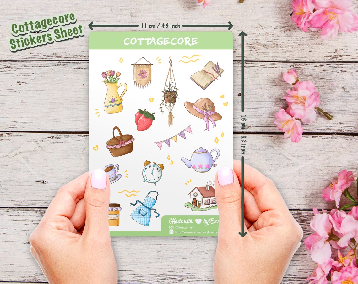 Cottagecore Stickers Sheet Perfect for Planner & Bullet Journal Laptop ...