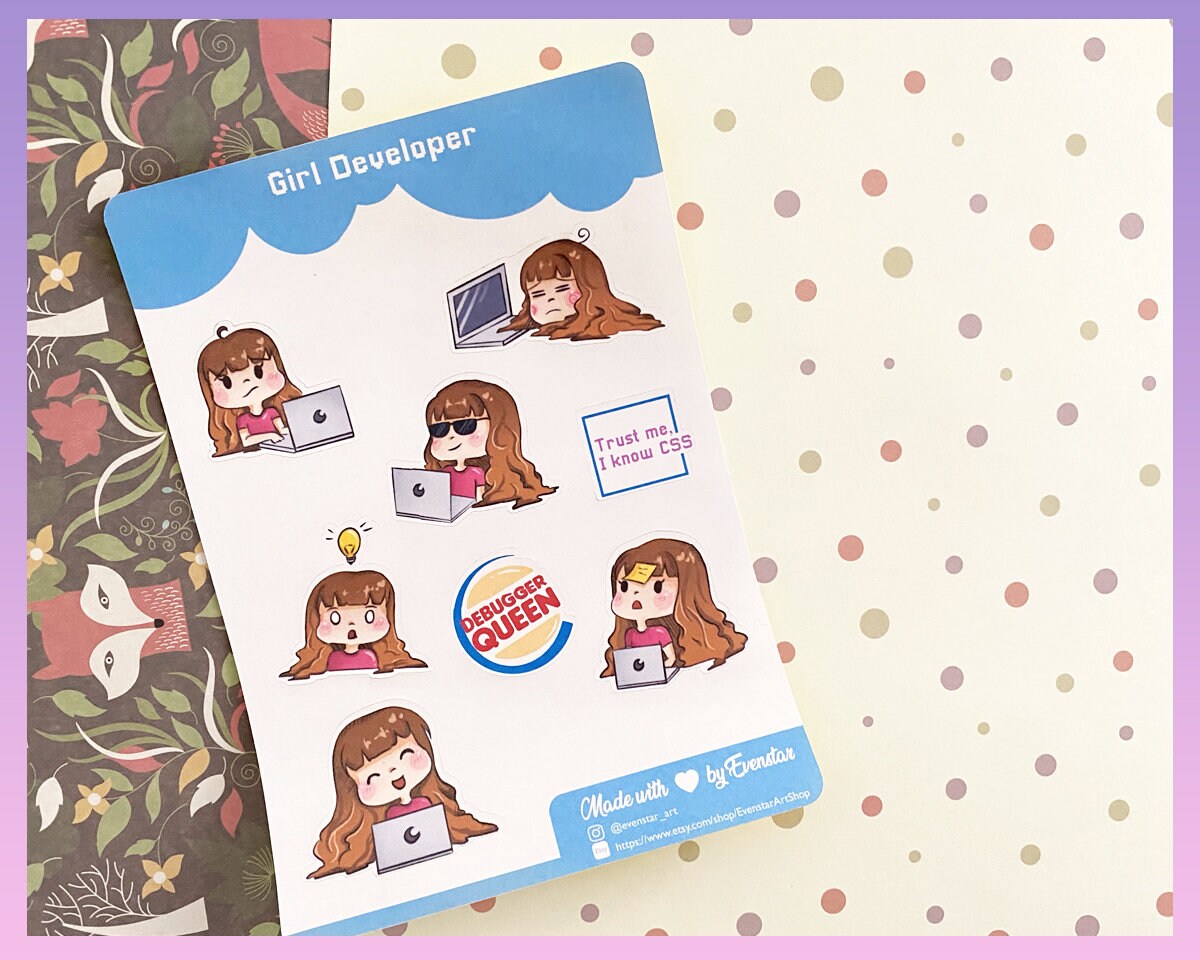 Girl Developer Stickers Sheet Planner & Bullet Journal - Etsy