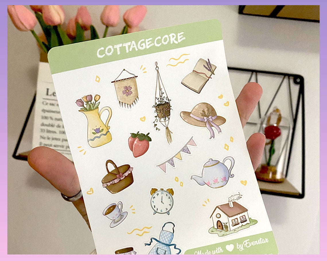 Cottagecore Stickers Sheet Perfect for Planner & Bullet Journal Laptop ...