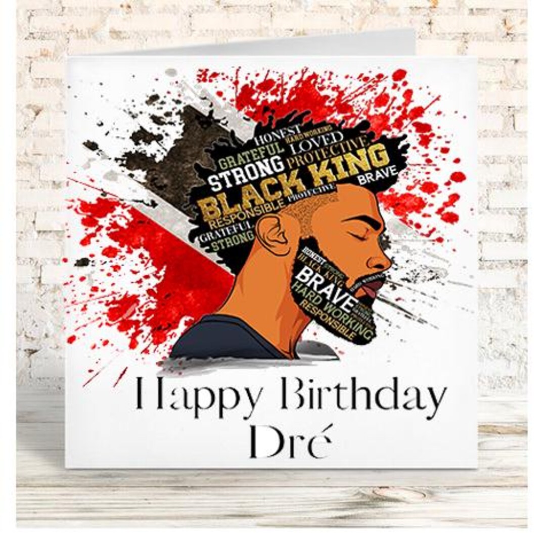 Trinidad Birthday Card, Personalised Trinidadian Man Card, Black King ...
