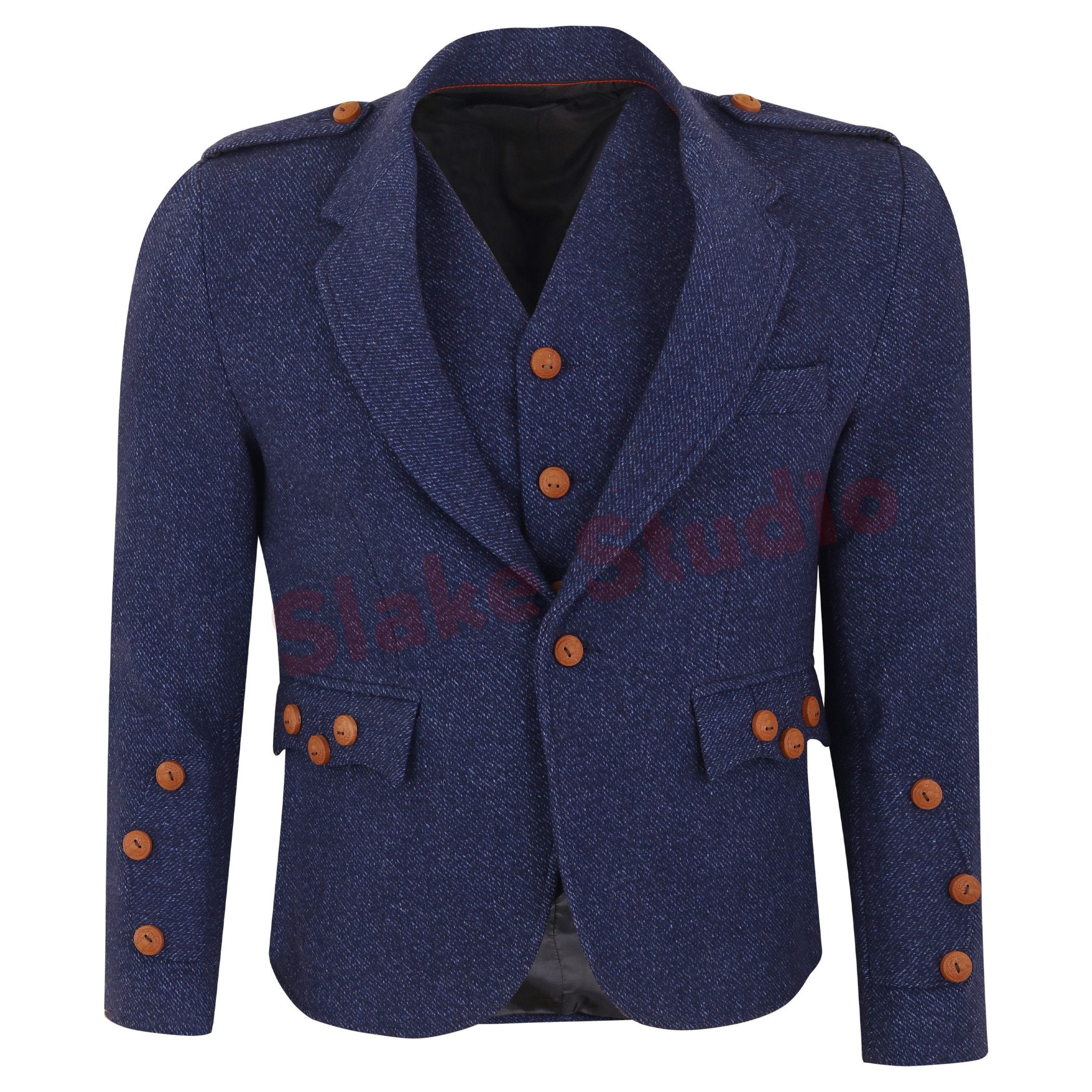 Scottish Men's Blue Tweed Kilt Jacket & Vest | Argyle | Men's Highland ...