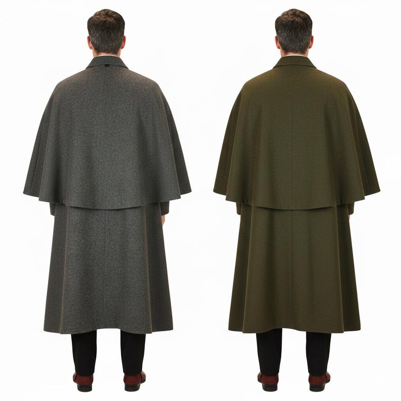 Custom Made Wool Inverness Coat With Cape | Men's Long Winter Overcoat ...