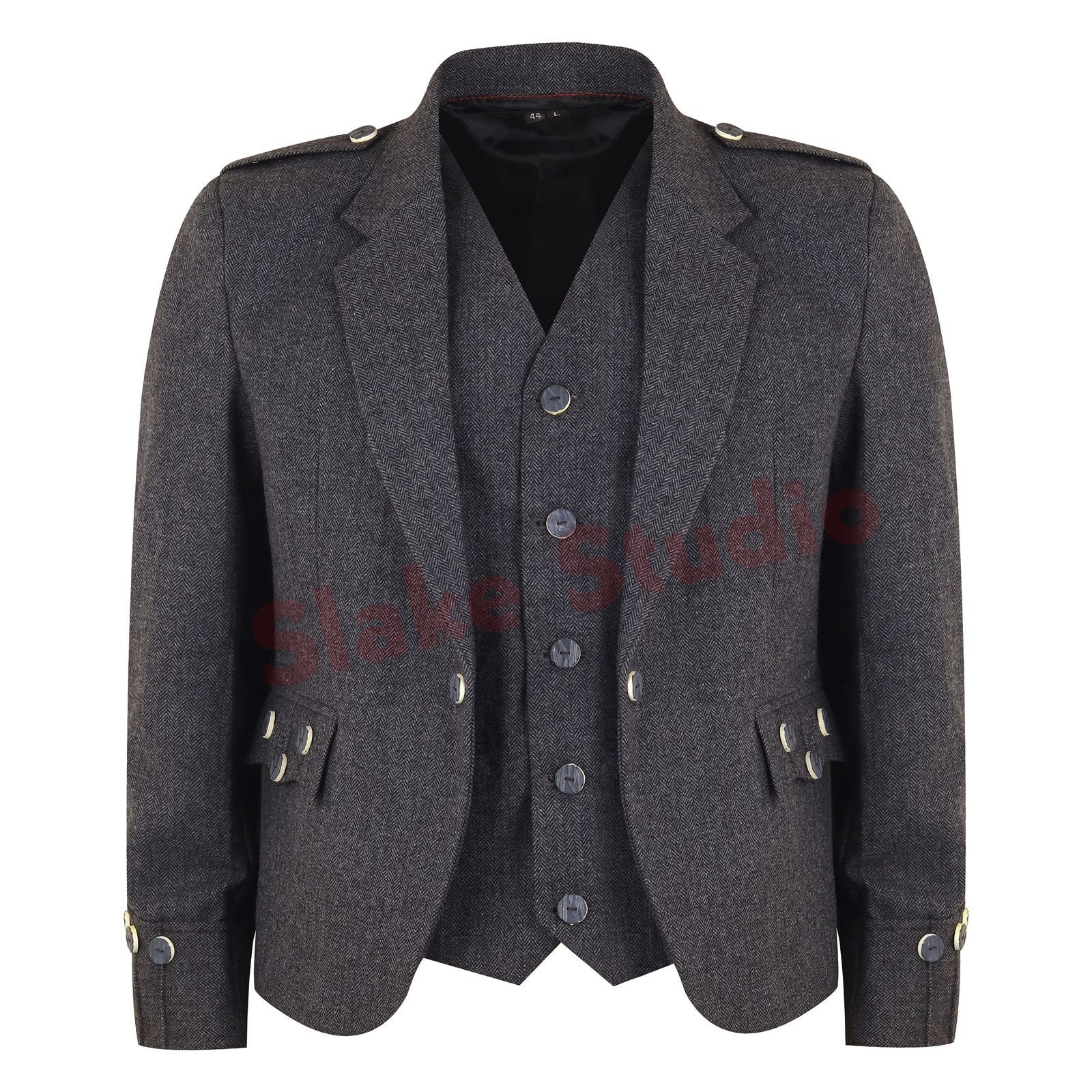 Traditional Scottish Men's Wedding Outfit Charcoal Grey Tweed Crail ...