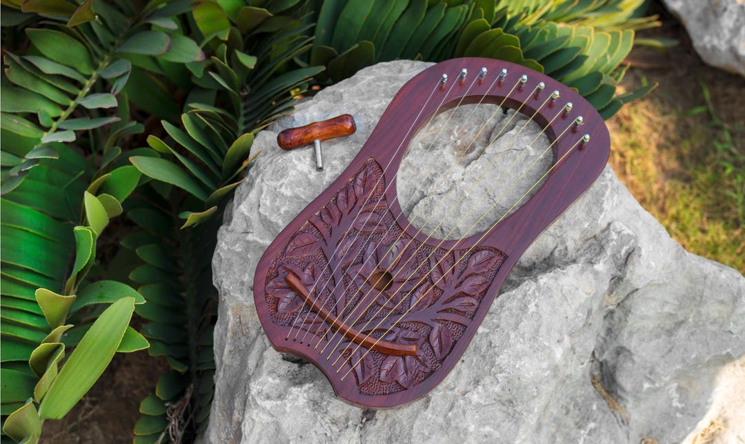 Handmade Flower Lyre Harp 10-string – Premium Rosewood Flower Design ...