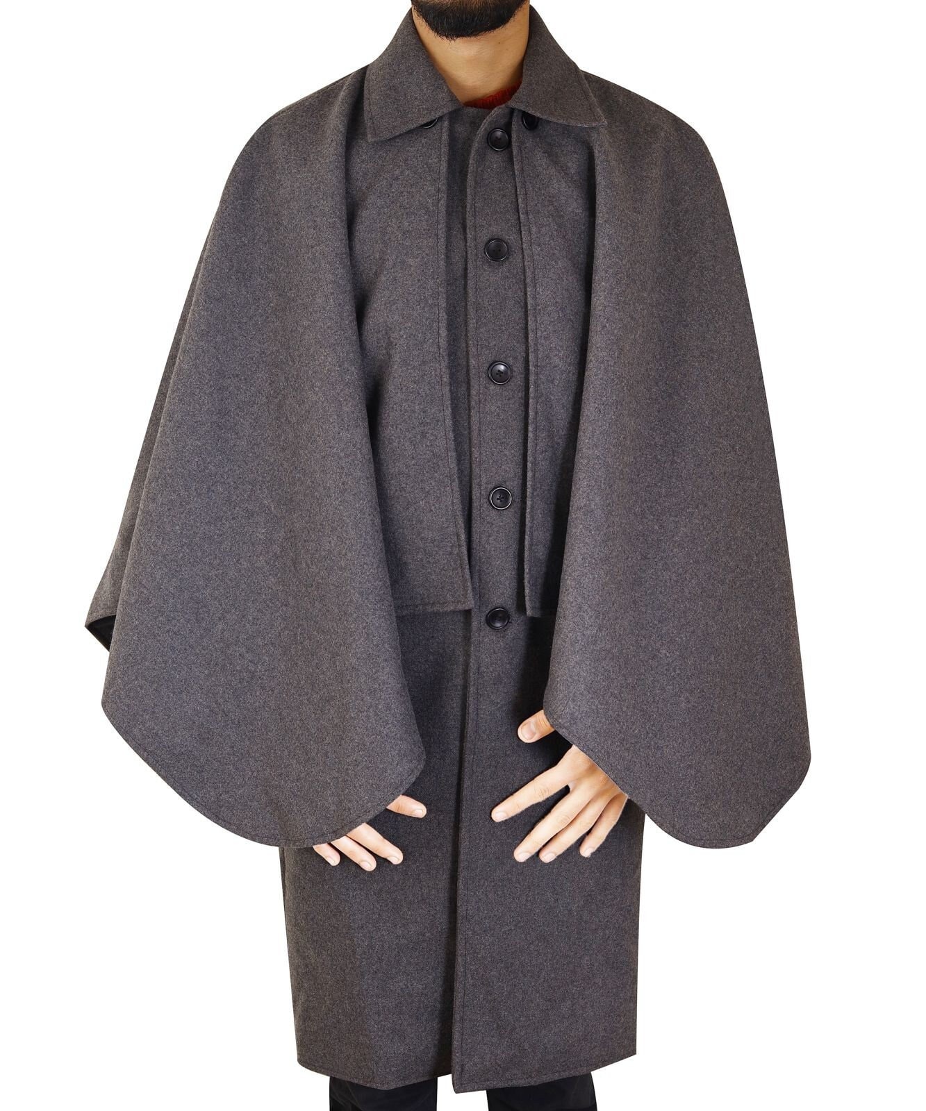 Men's Christmas Coat - 100% Gray Wool, Christmas Inverness Coat Men's ...