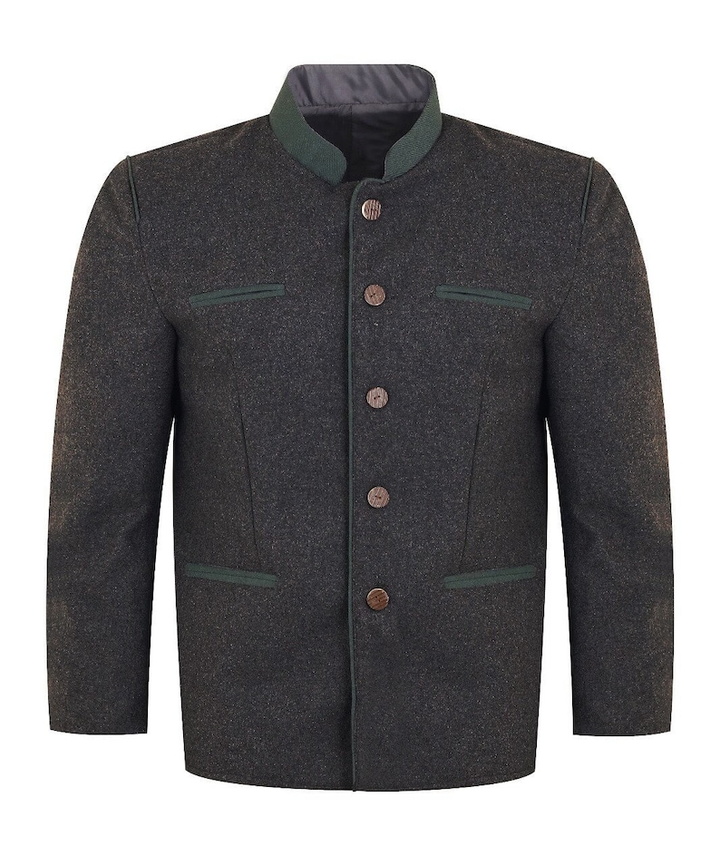 German Bavarian Jacket Charcoal Grey Oktoberfest Tyrol Loden Trachten ...