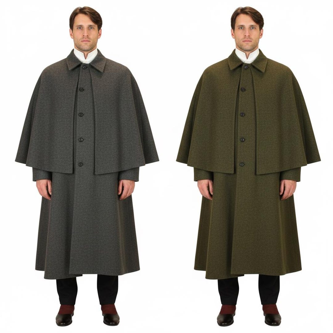 Custom Made Wool Inverness Coat With Cape | Men's Long Winter Overcoat ...