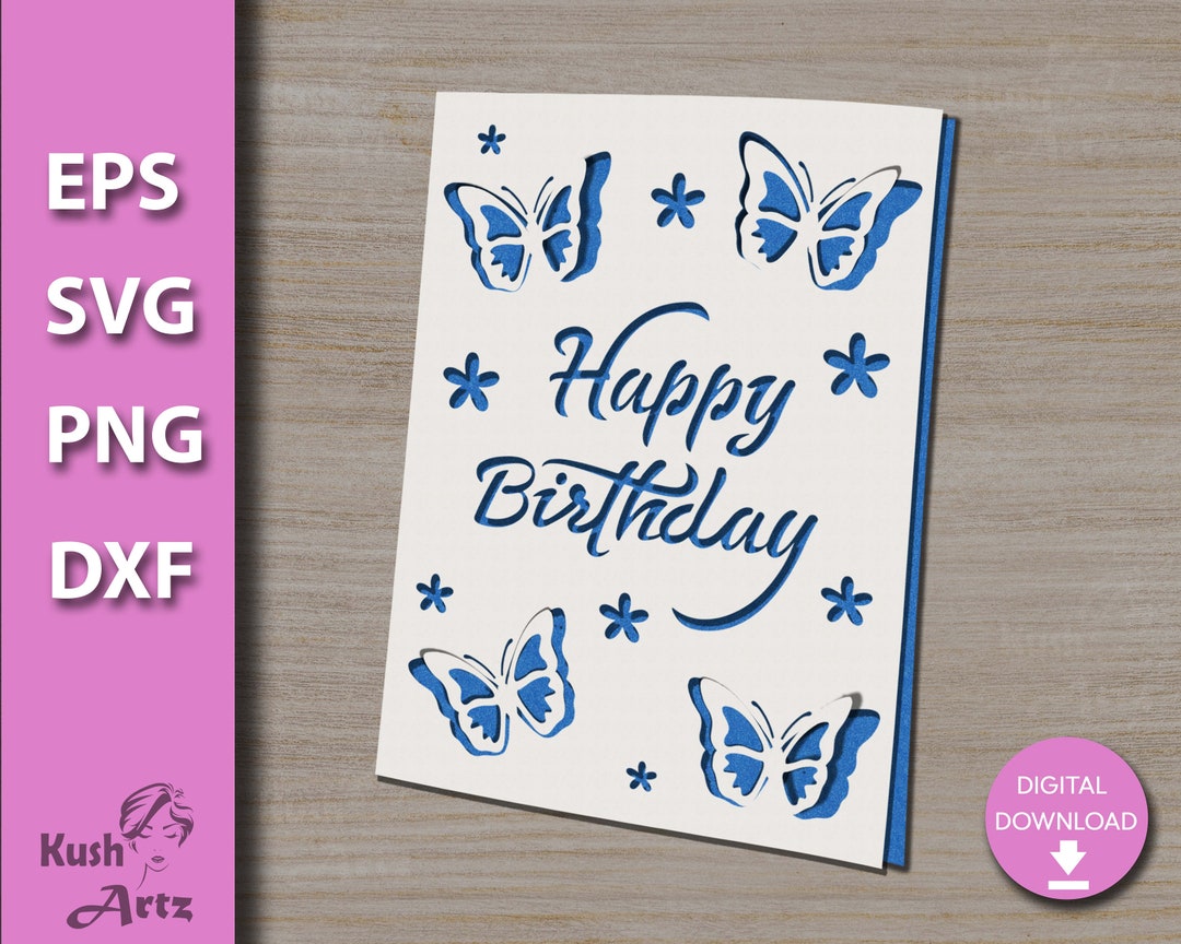 Happy Birthday Card Svg Digital Cut File Silhouette Cameo and Cricut ...