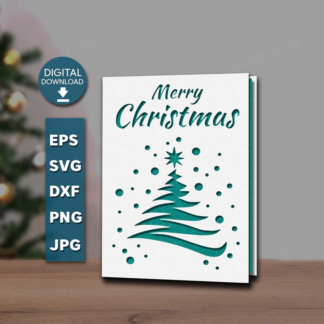 Merry Christmas Card Svg, Christmas Cards Template SVG, EPS, PNG ...