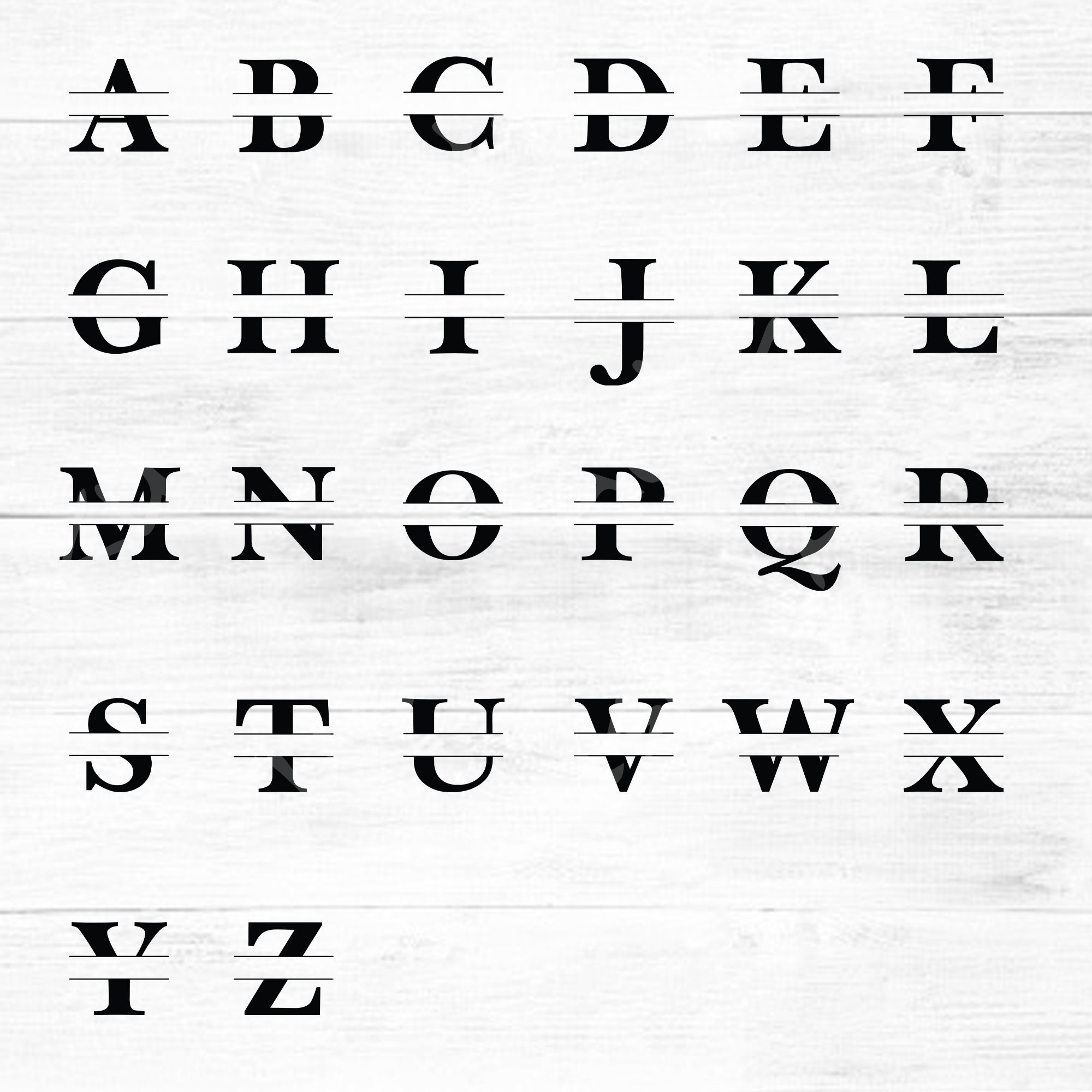 A-Z Alphabet Split Monogram Svg Split Letter Svg Alphabet - Etsy