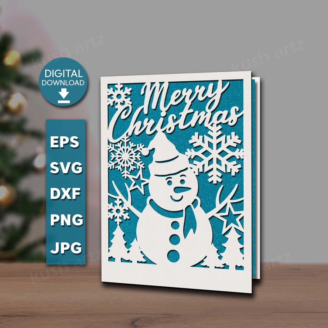 Merry Christmas Card Svg, Christmas Cards Template SVG, EPS,PNG ...