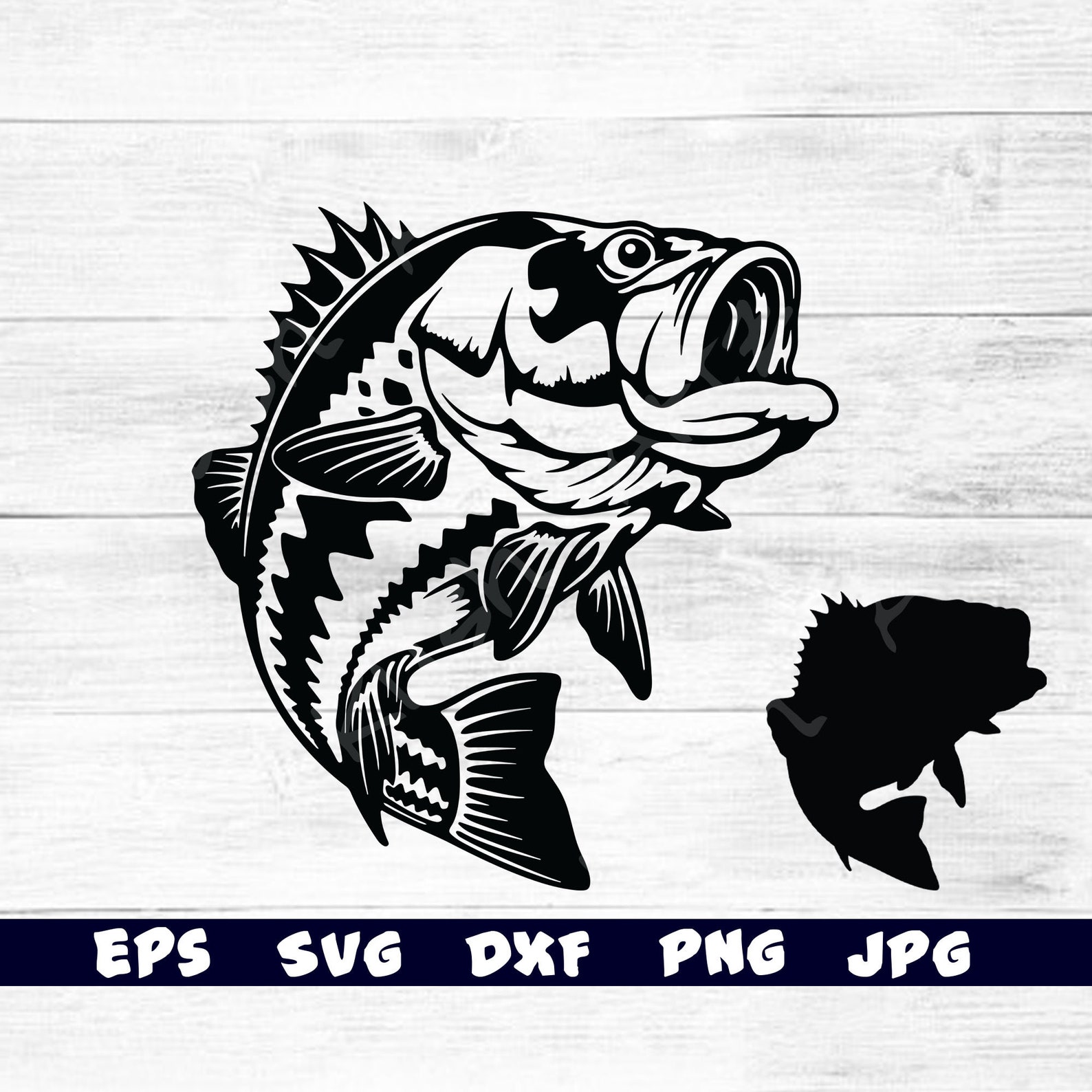 Bass Fishing Svg, Bass Svg, Bass Fish Svg, Bass Fish Silhouette ...