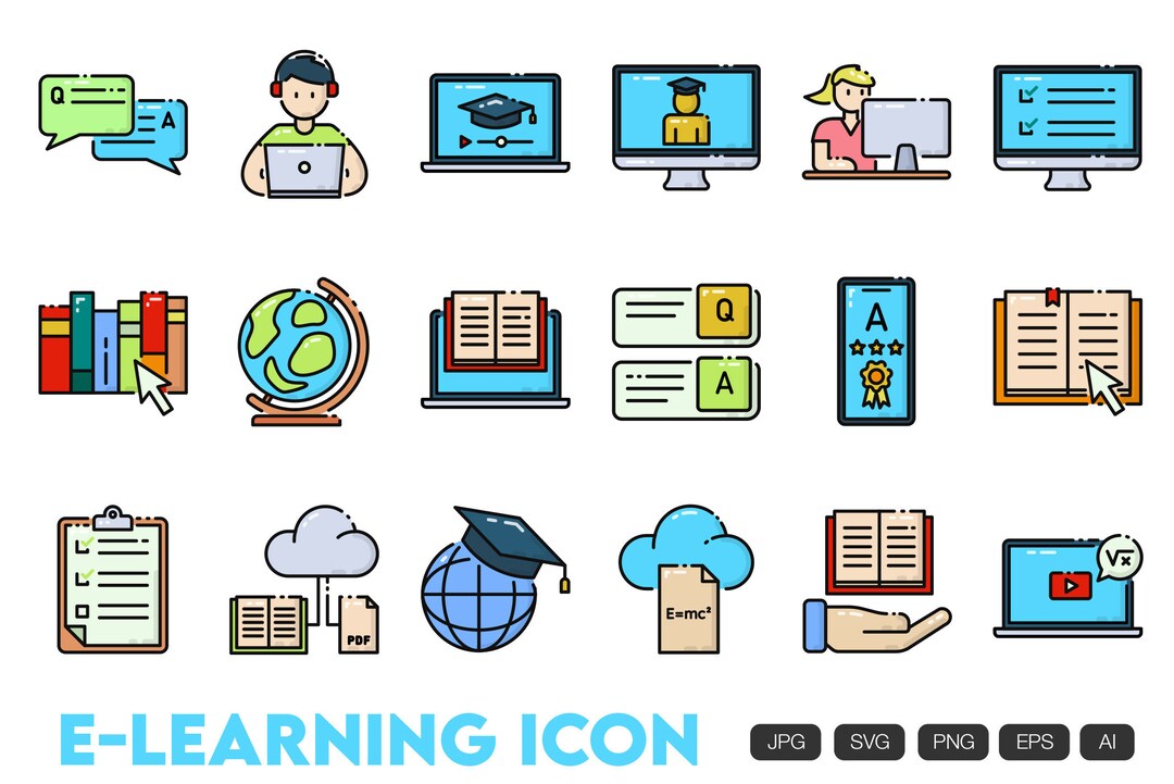 E-learning Study Outline Icon SVG JPG PNG Digital Download 18 Online ...