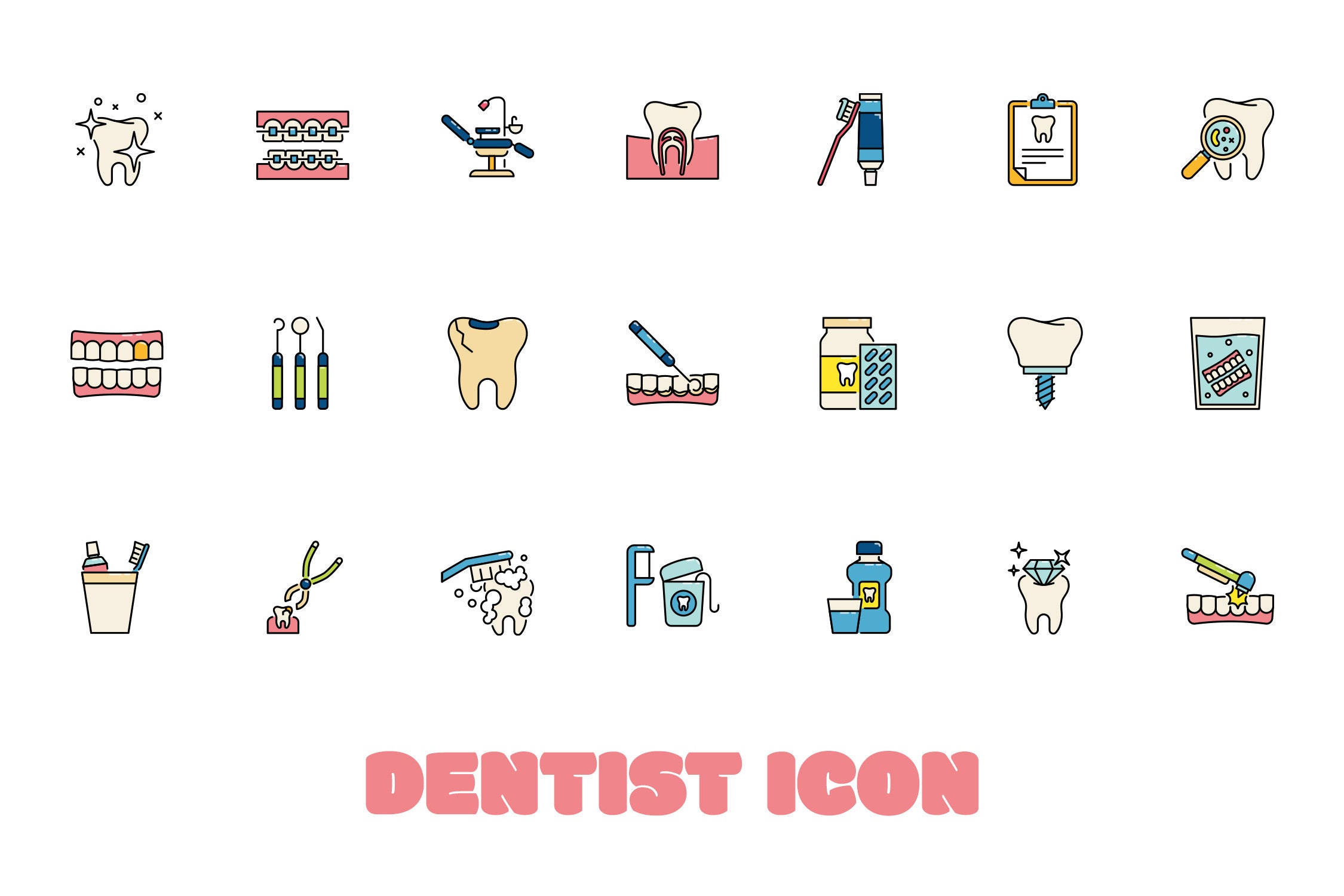 Zahnarzt Mundpflege Outline Icon SVG PNG Digital Download 21 Zähne ...