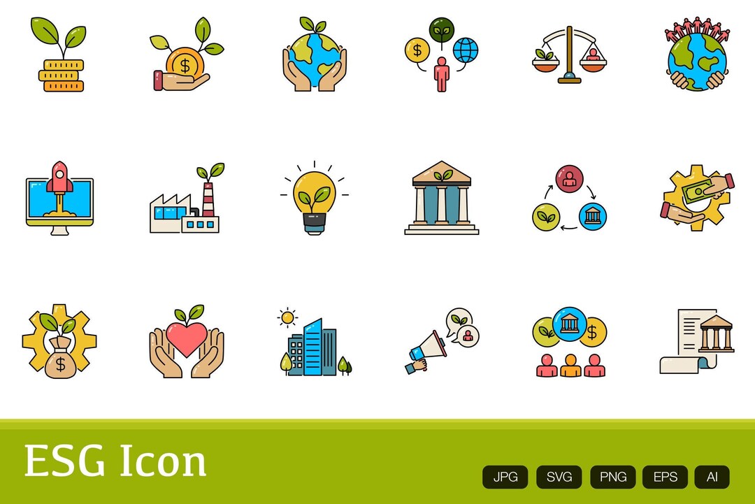 Environmental, Social, and Governance Outline Icon SVG JPG PNG Digital ...