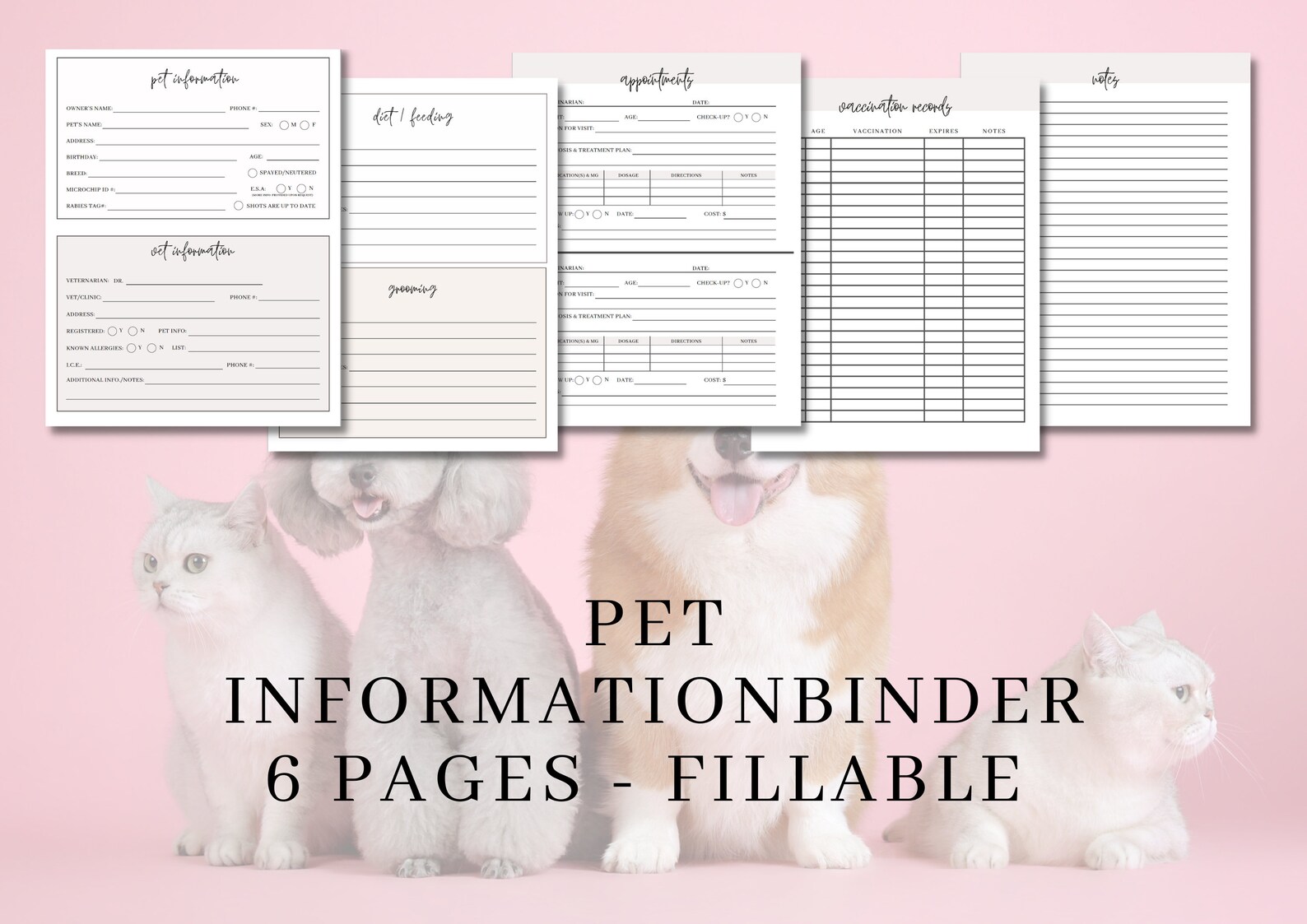 Pet Information Binder Printable - Etsy