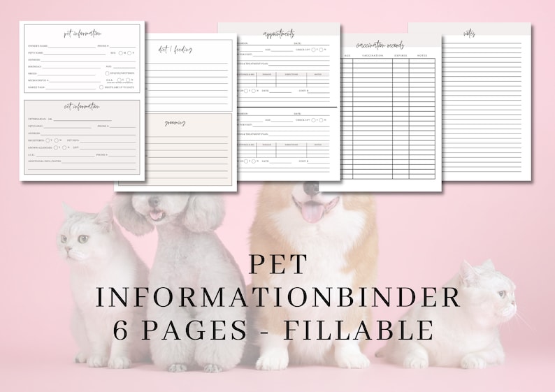 Pet Information Binder Printable - Etsy