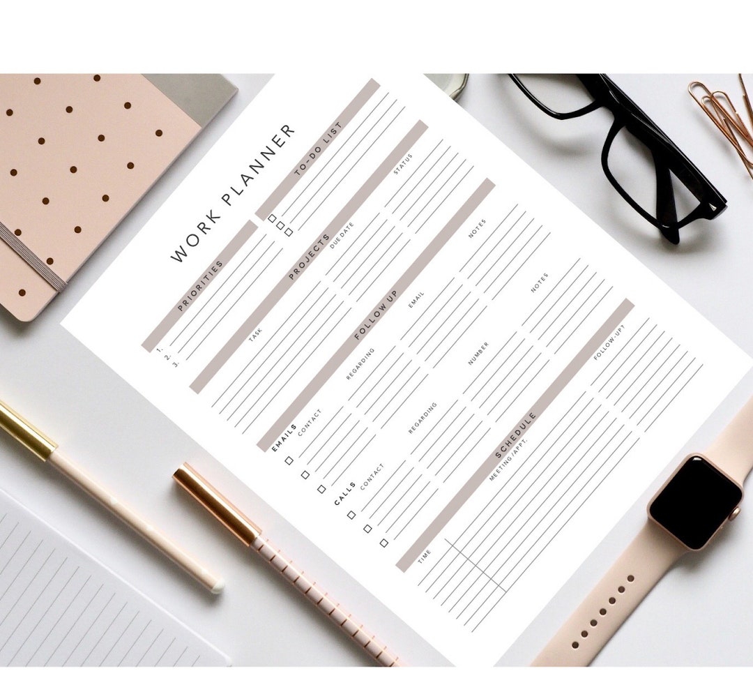 FILLABLE Work Planner - Etsy