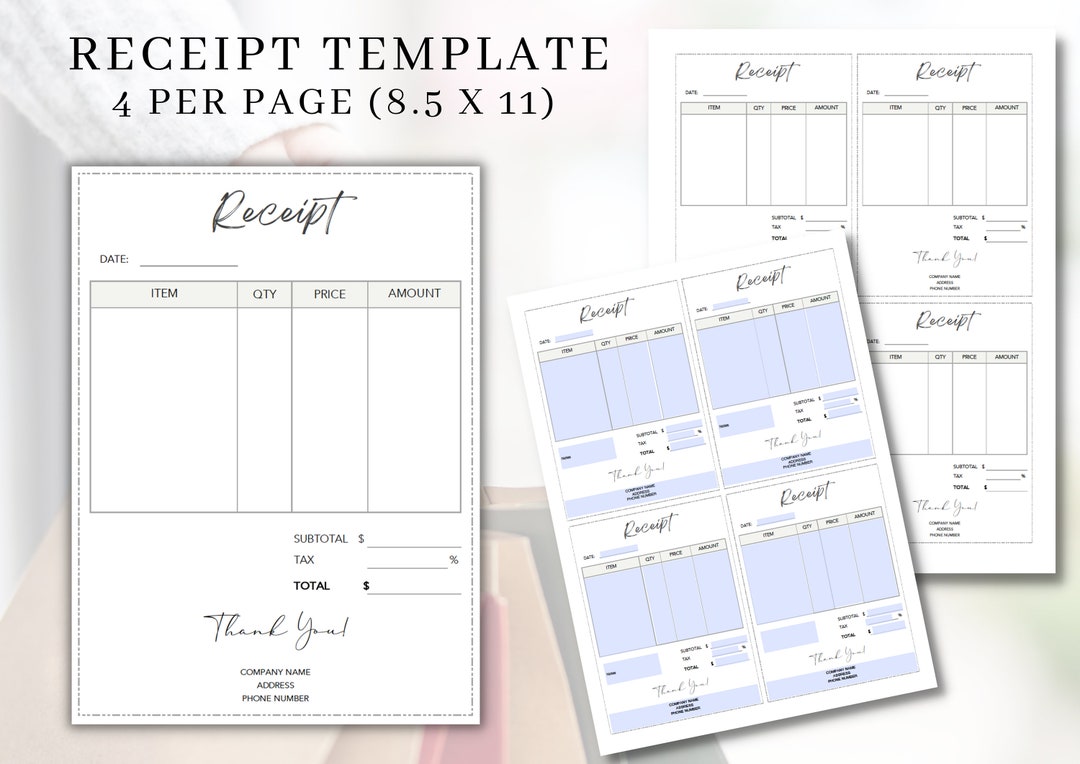 Small Business Receipts Digital Download | Receipts for Small ...
