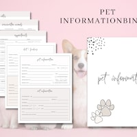 Pet Information, Pet Profile, Pet Sitter Information , A4 Journal ...