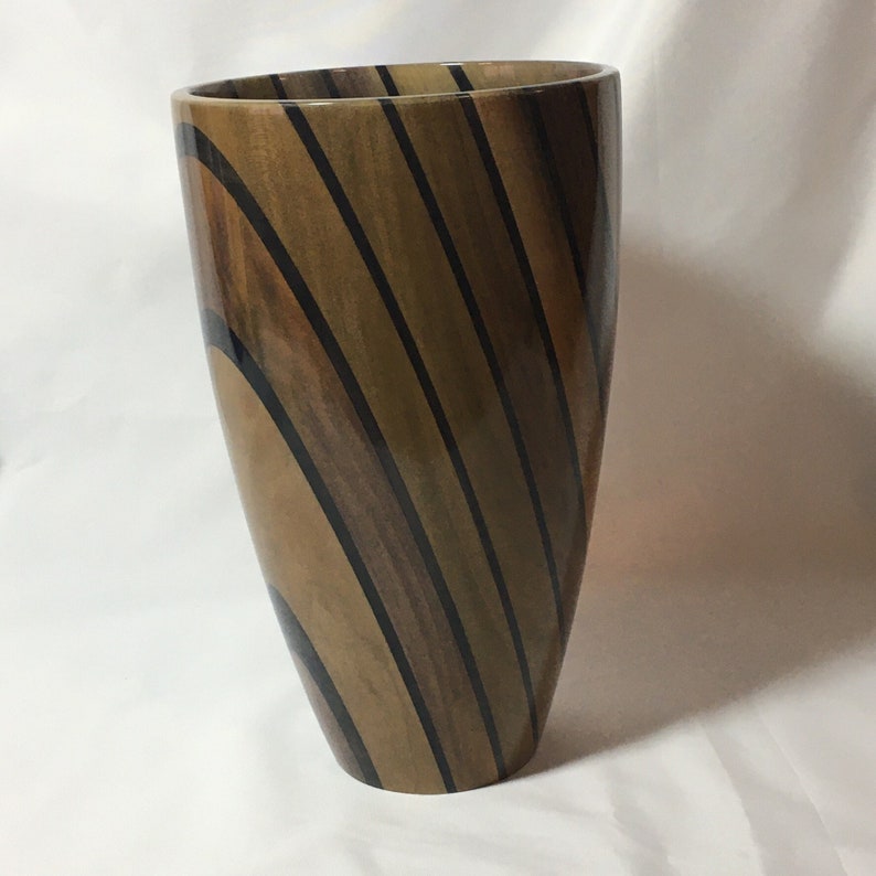 Laminated Wood Vase - "layers" - Laminated Poplar and Ebonized Walnut ...