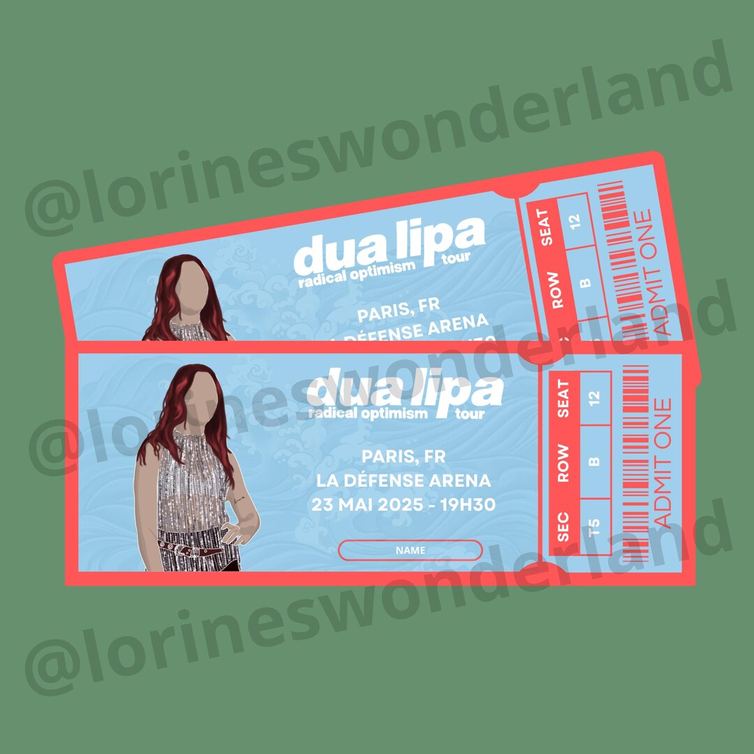 Physical Concert Ticket - Dua Lipa - Radical Optimism Tour - Etsy