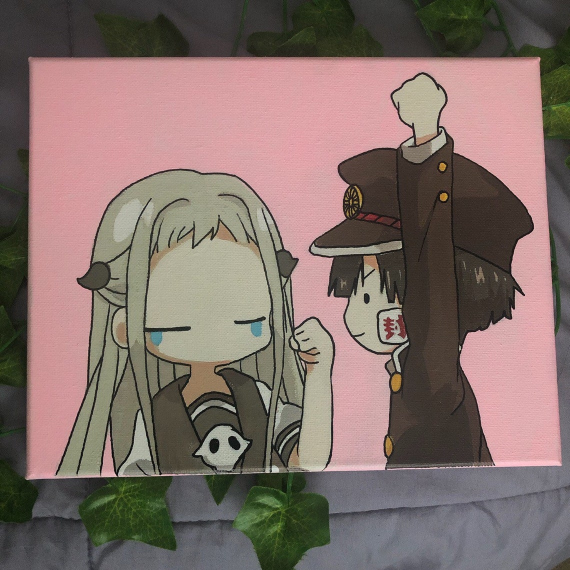 Girl and Ghost Kid Anime 8x10in Stretched Canvas Painting | Etsy