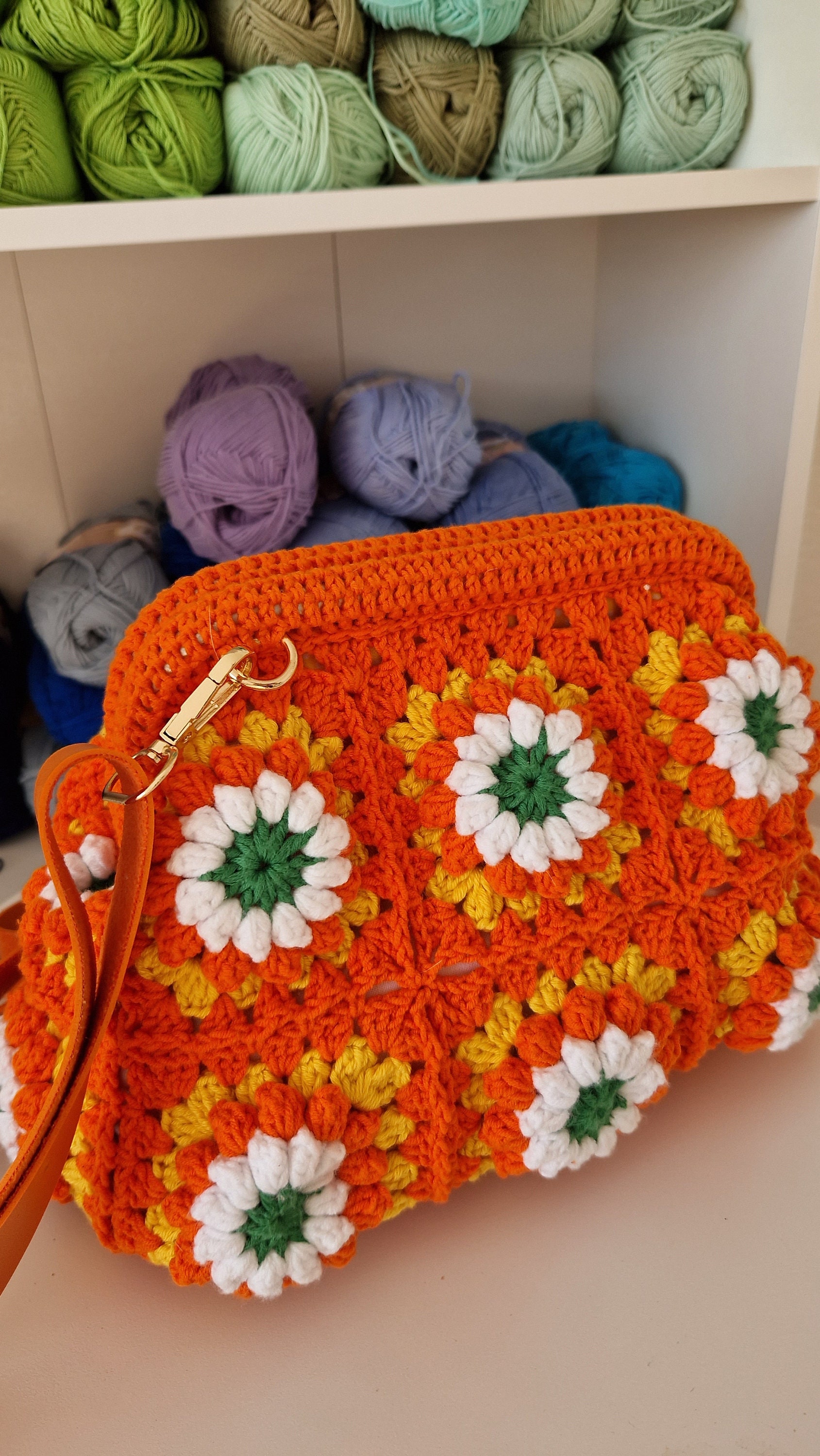 Colorful Granny Square Crochet Clasp Clutch and Crossbody Bag - Etsy