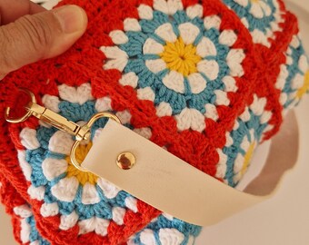 Colorful Granny Square Crochet Clasp Clutch and Crossbody Bag, 2 in 1 ...