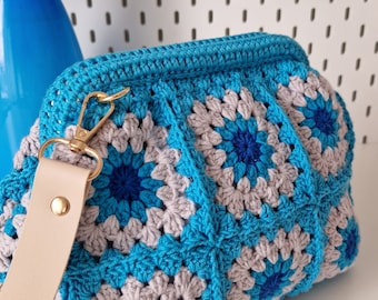 Colorful Granny Square Crochet Clasp Clutch and Crossbody Bag, 2 in 1 ...