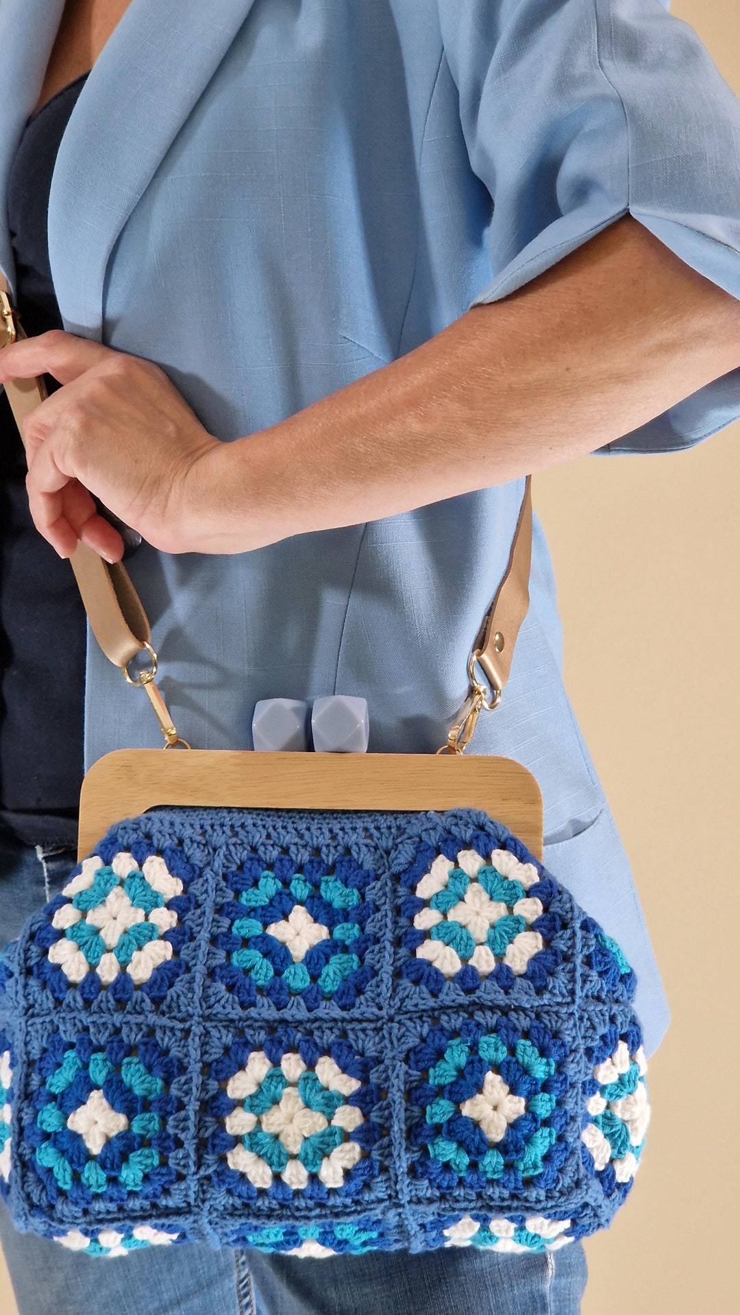 Crochet Kiss Lock Lining Clutch and Crossbody Bag, 2 in 1 Bag, All Day ...