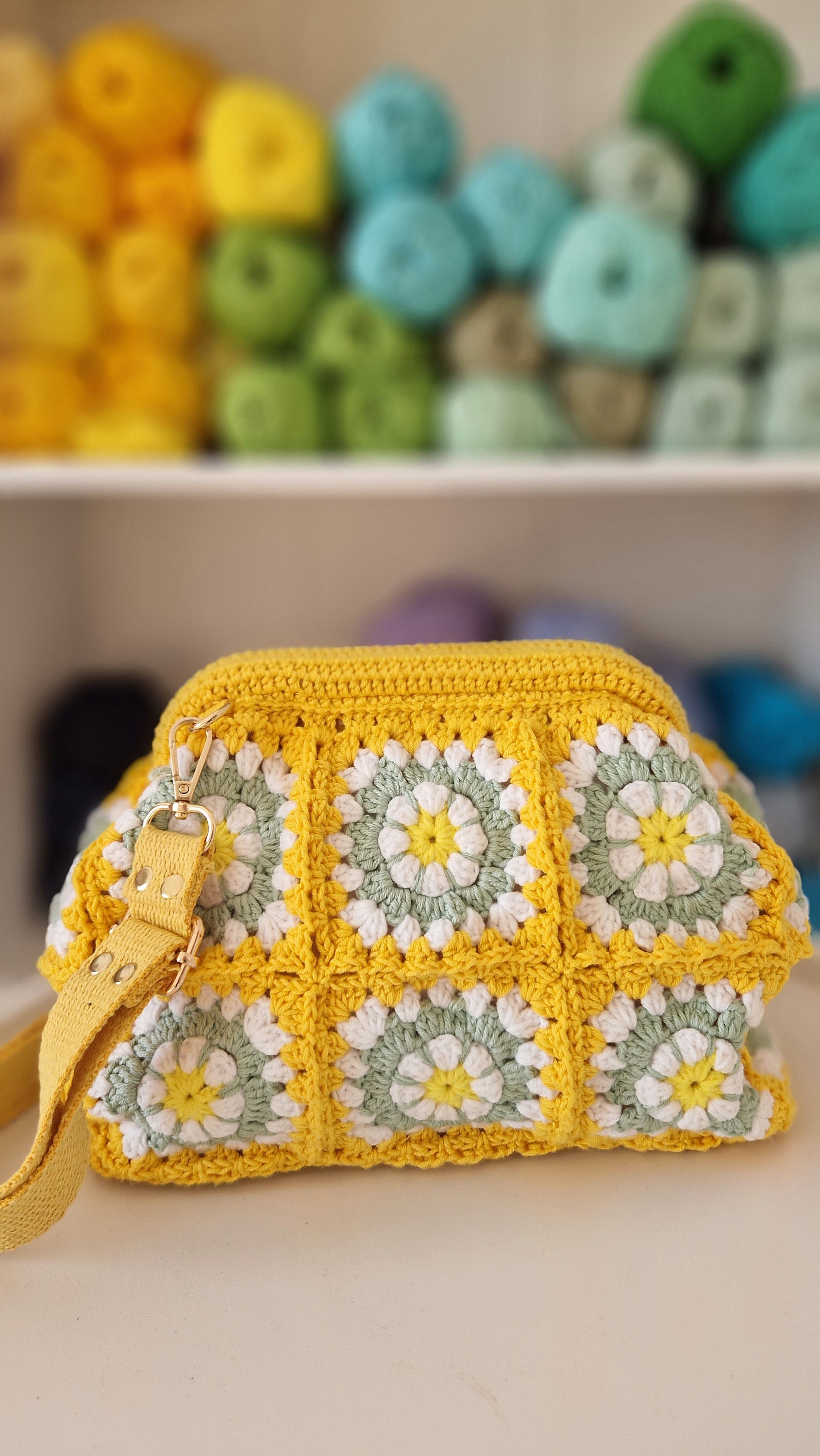 Colorful Granny Square Crochet Clasp Clutch and Crossbody Bag - Etsy