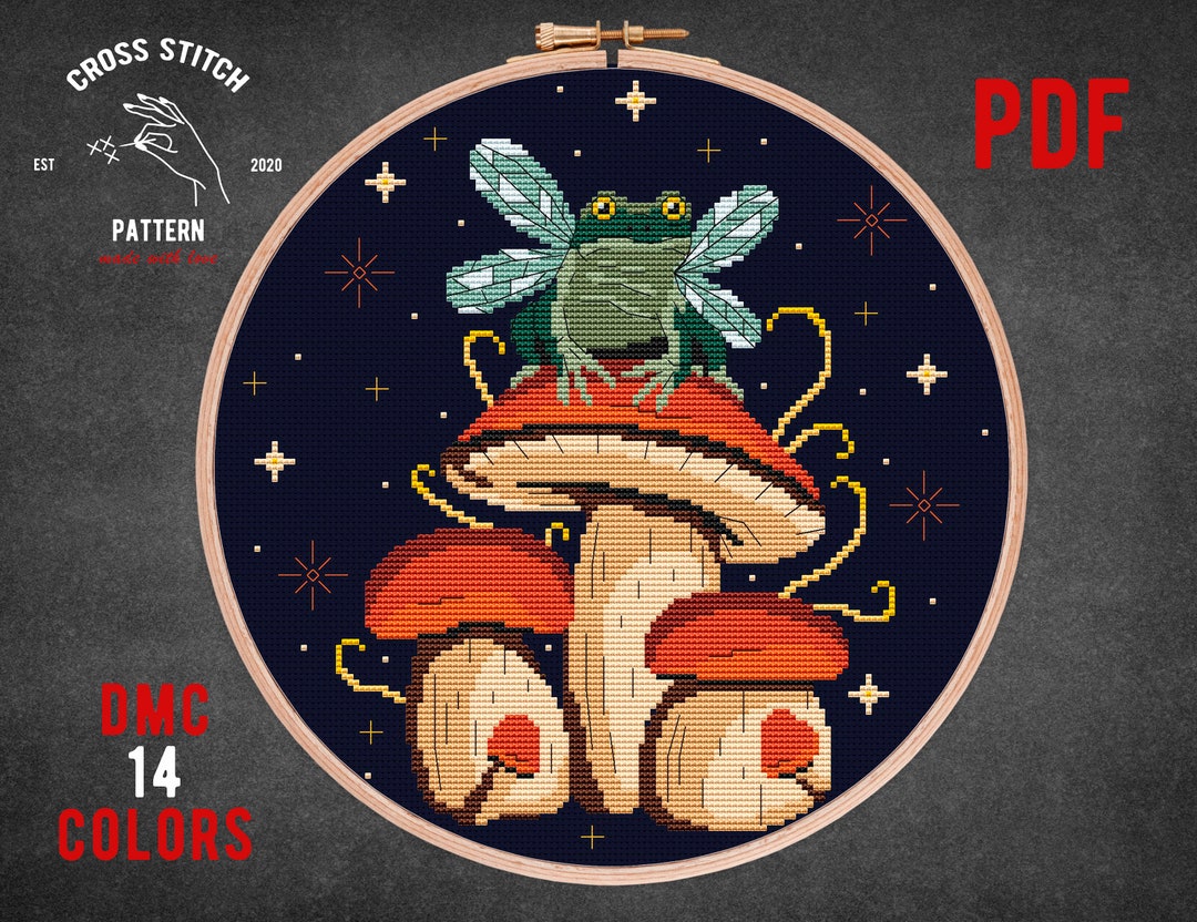 Frog Cross Stitch Mushroom Cross Stitch Toad Cross Stitch - Etsy