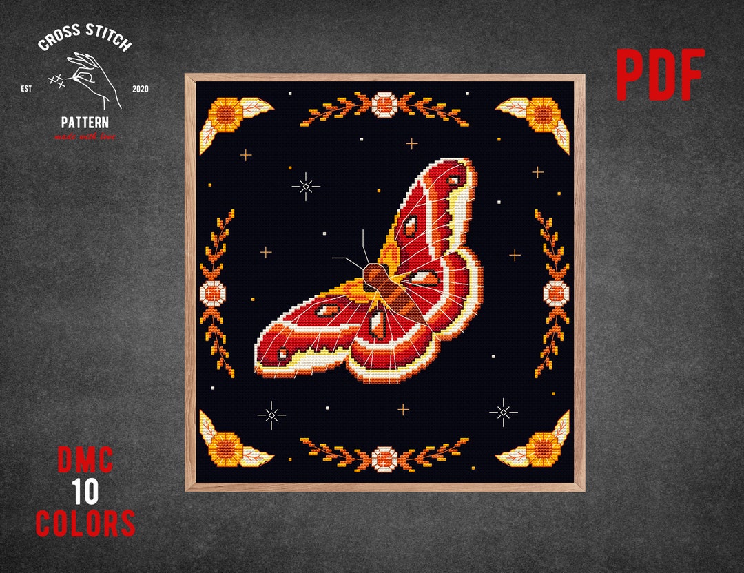 Moth Cross Stitch Pattern Insect Cross Stitch Witchy Cross Stitch ...