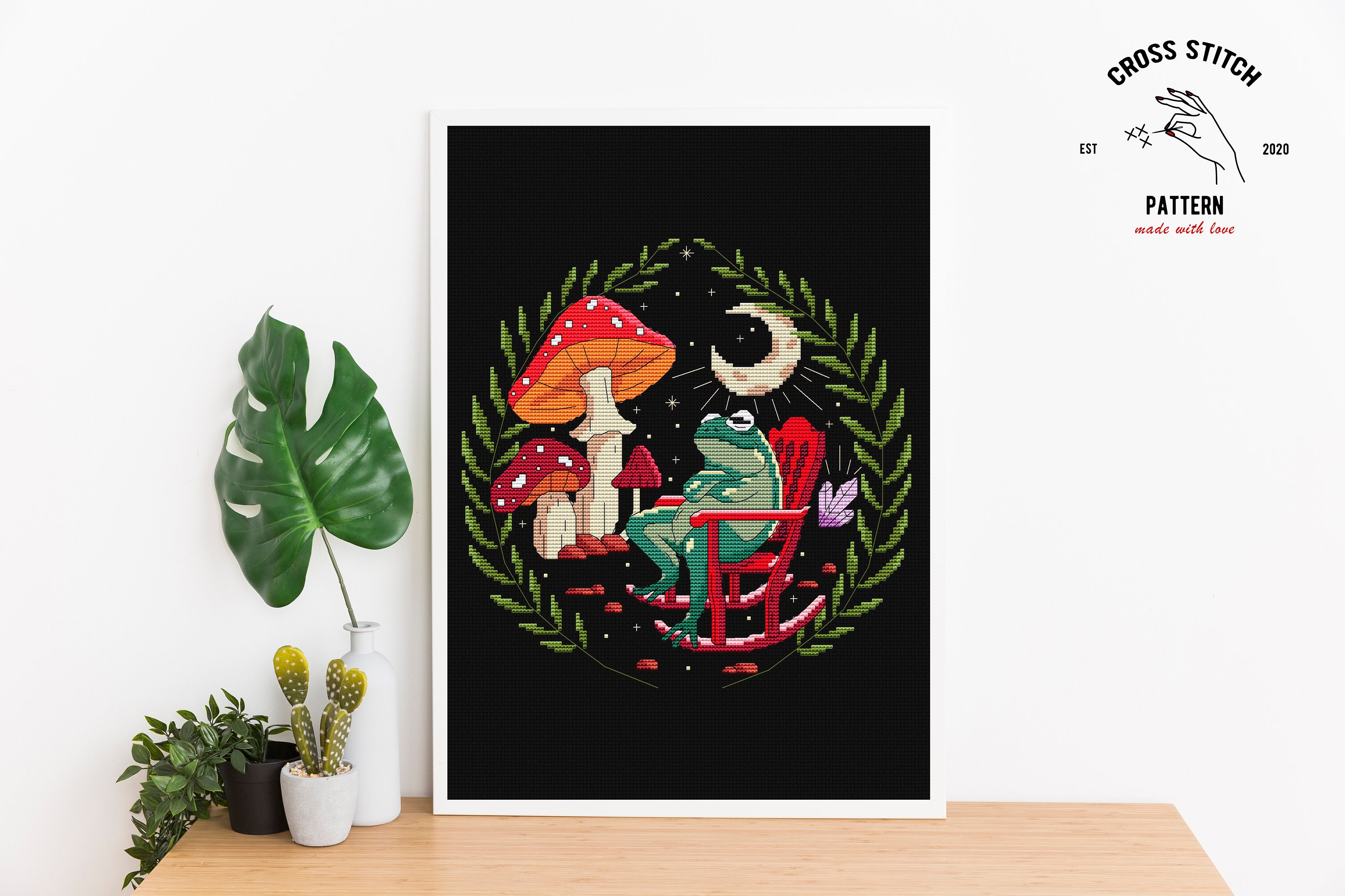 Frog Cross Stitch Pattern Mushroom Cross Stitch Toad Cross - Etsy Canada