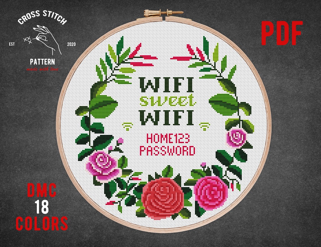 Custom Wifi Password Sign Cross Stitch Pattern Personalization Home ...