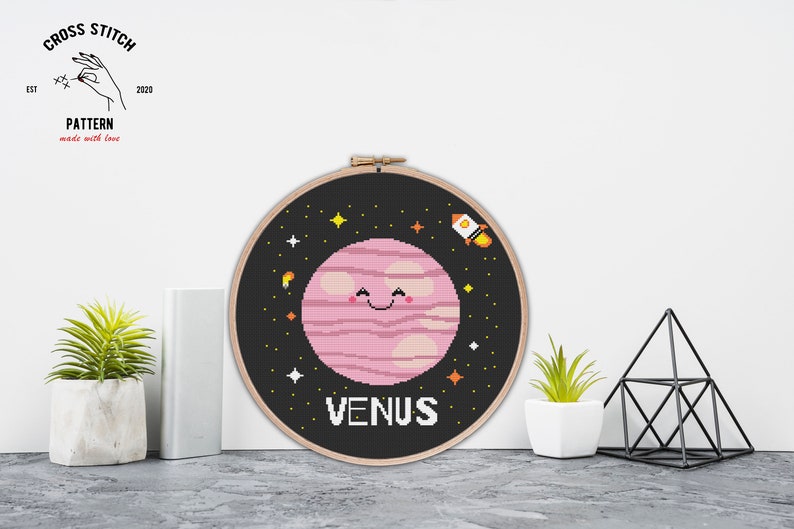 Venus planet cross stitch pattern Cosmonaut Moon embroidery | Etsy