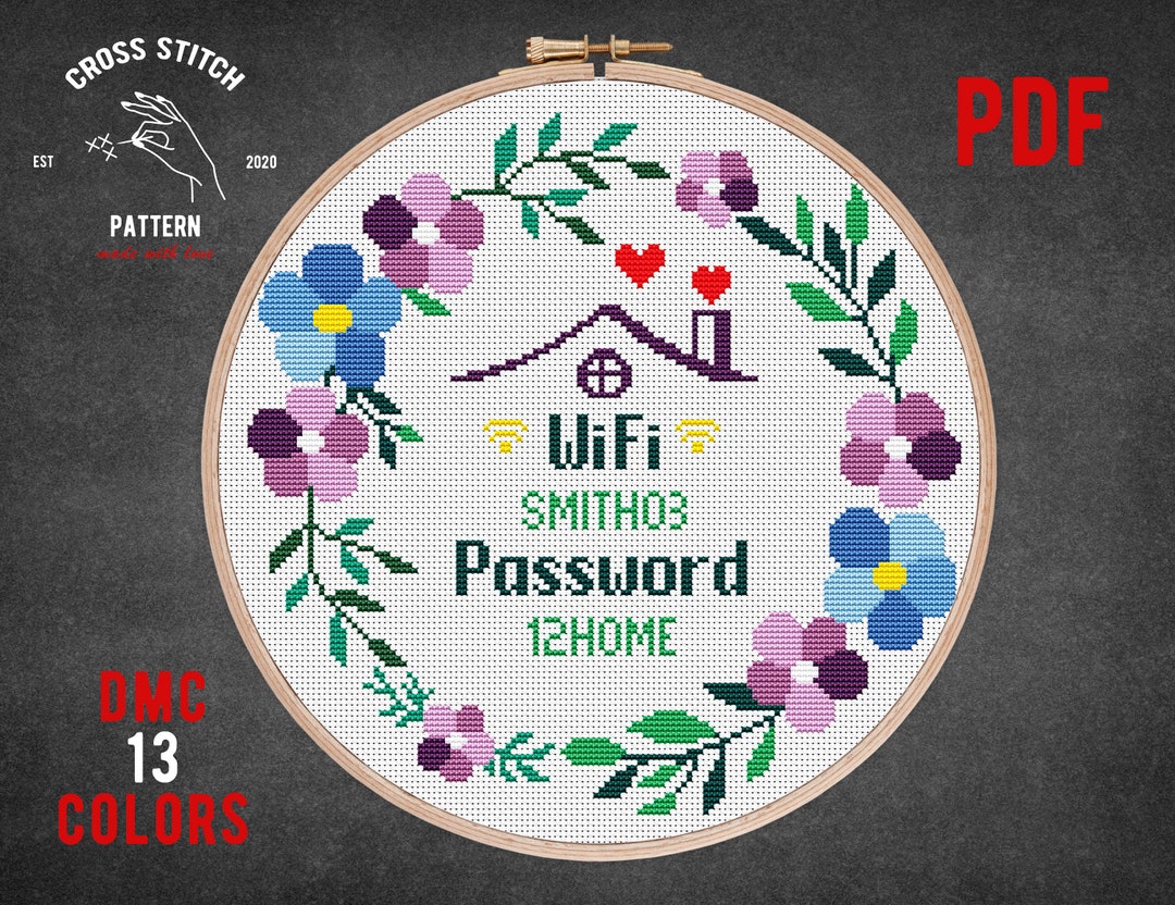 Custom Wifi Password Sign Cross Stitch Pattern Personalization Home ...