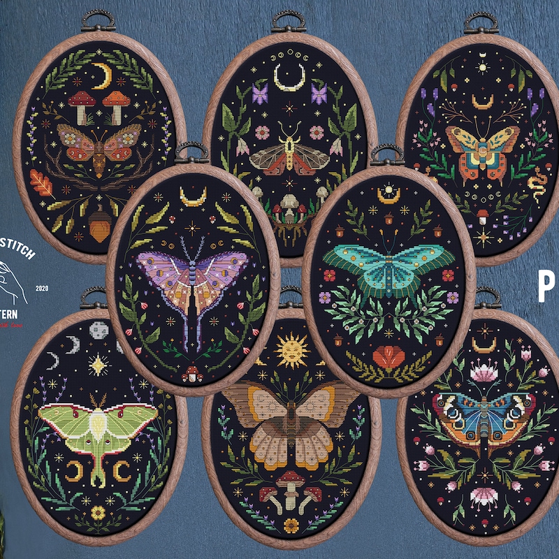 Moon Embroidery Monochrome - Etsy