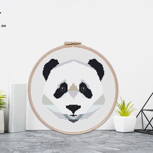 Panda Cross Stitch Pattern, Geometric Animal Cross Stitch, Woodland ...