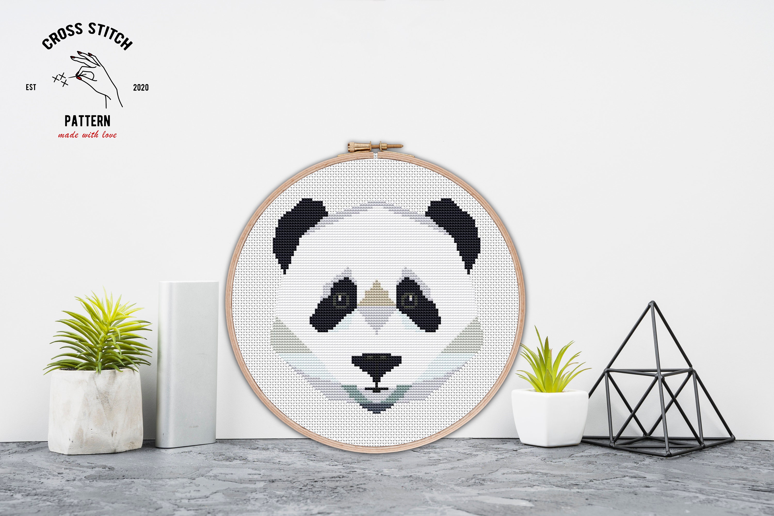 Panda cross stitch pattern Geometric animal cross stitch | Etsy
