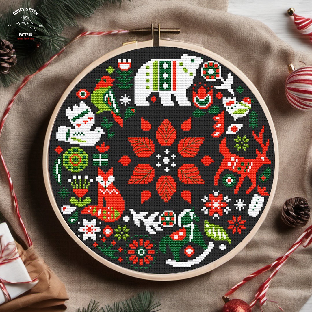 Scandinavian Cross Stitch Pattern Nordic Cross Stitch Folk Embroidery ...