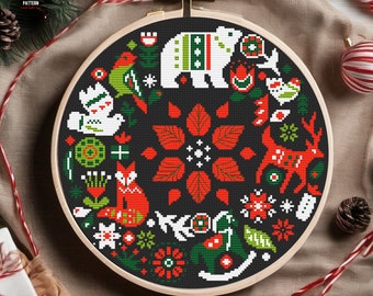 Scandinavian Cross Stitch Pattern Nordic Cross Stitch Folk Embroidery ...